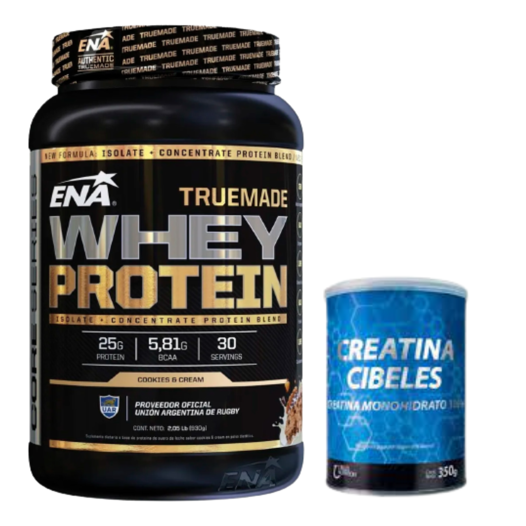 Combo Masa Muscular: Whey Protein Ena + Creatina Cibeles 350gr – Alabamafit